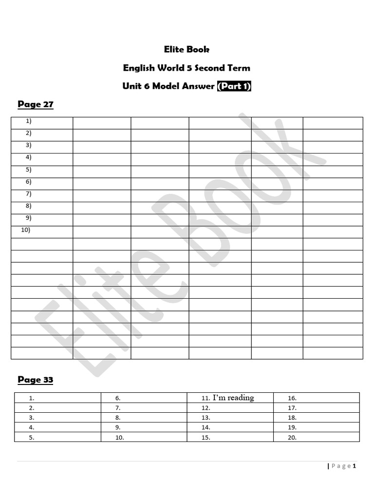 English World 5 Second Term Unit 6 Part 1.pdf Version 1 | PDF