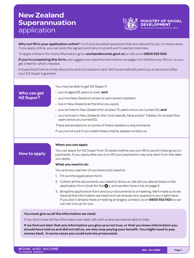 New Zealand Superannuation Application | PDF | Pension | Banks