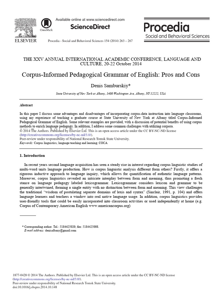 Corpus-Informed Grammar in ESL Teaching | PDF | English As A Second Or ...