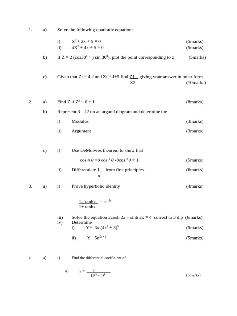 Mathematics II Nov - Dec 2023 | PDF | Equations | Acceleration