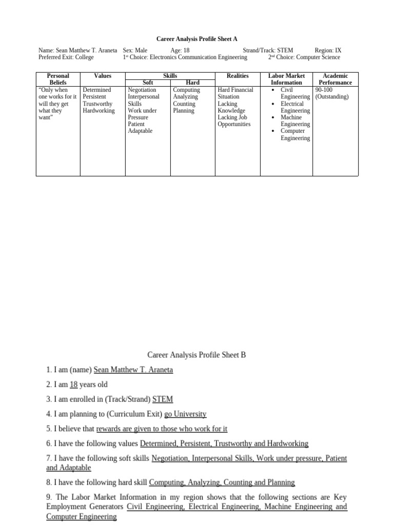 Module 3 Answers Extended Career Guidance (Sean Matthew T. Araneta) | PDF