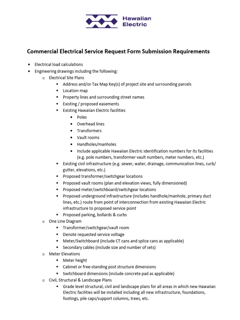 Electrical Service Request Submission Requirements | PDF | Electrical ...