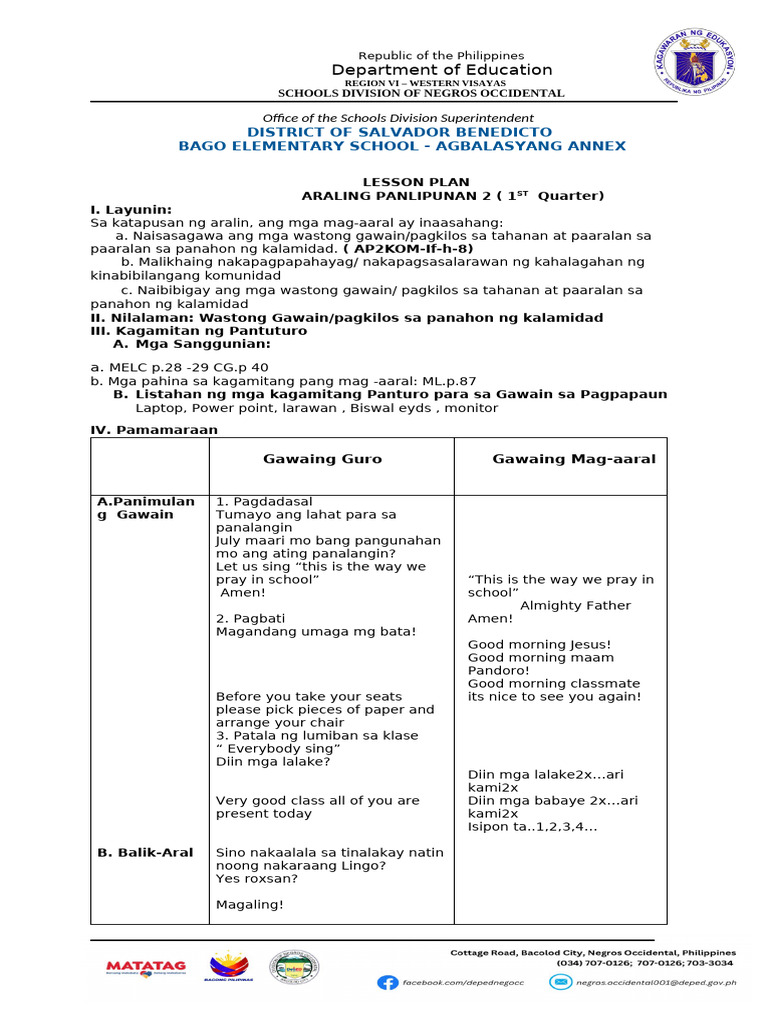 Lesson Aralin Panlipunan 2 | PDF