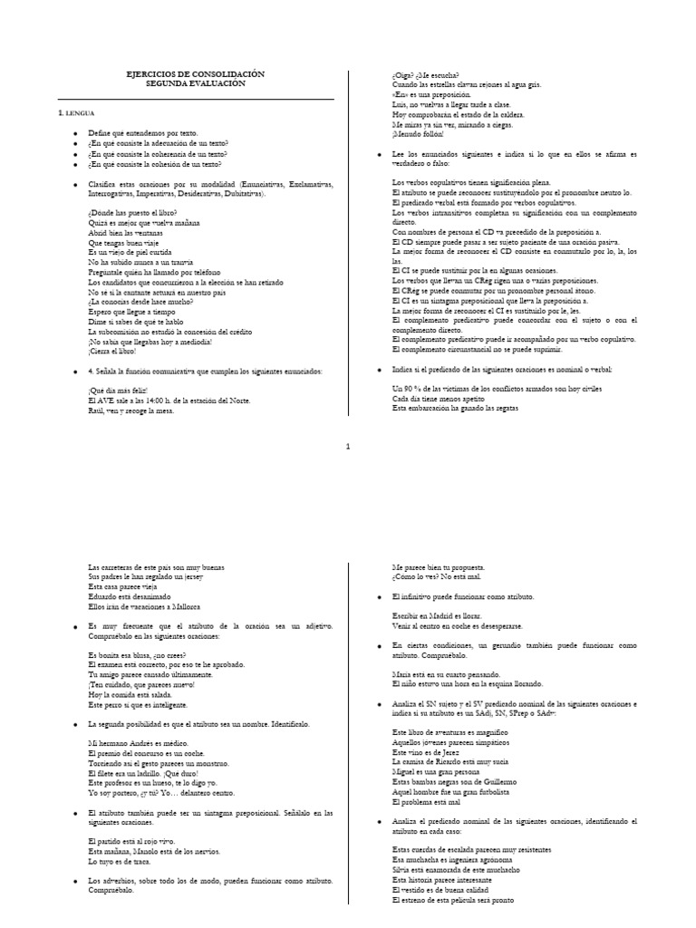 Ejercicios Consolidacion 2o Trimestre 1bach | PDF | Adverbio | Verbo