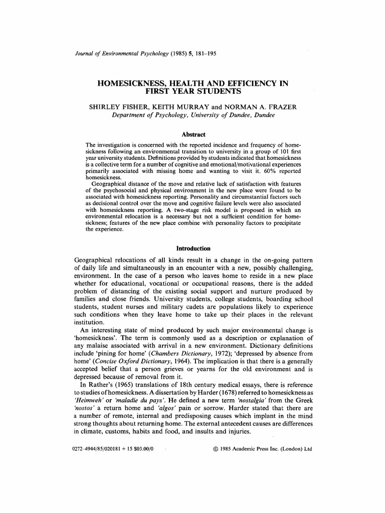 Fisher 1985 | PDF | Grief | Experience