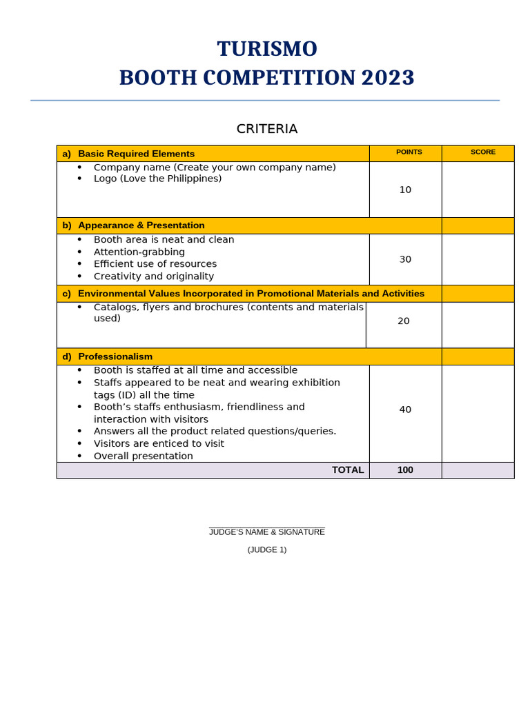 Booth Criteria 1 | PDF