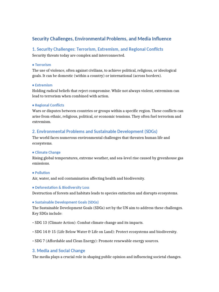 Security, Environment, and Media Impact | PDF
