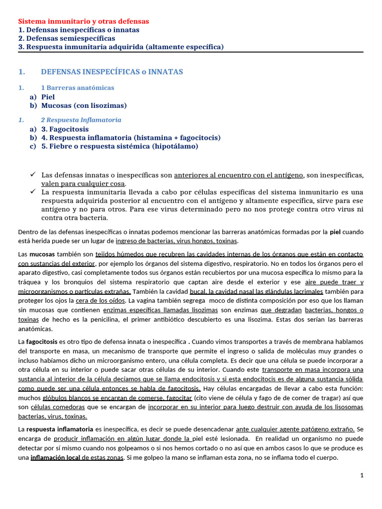 Defensas Inmunitarias: Innatas y Adquiridas | PDF | Linfocitos ...