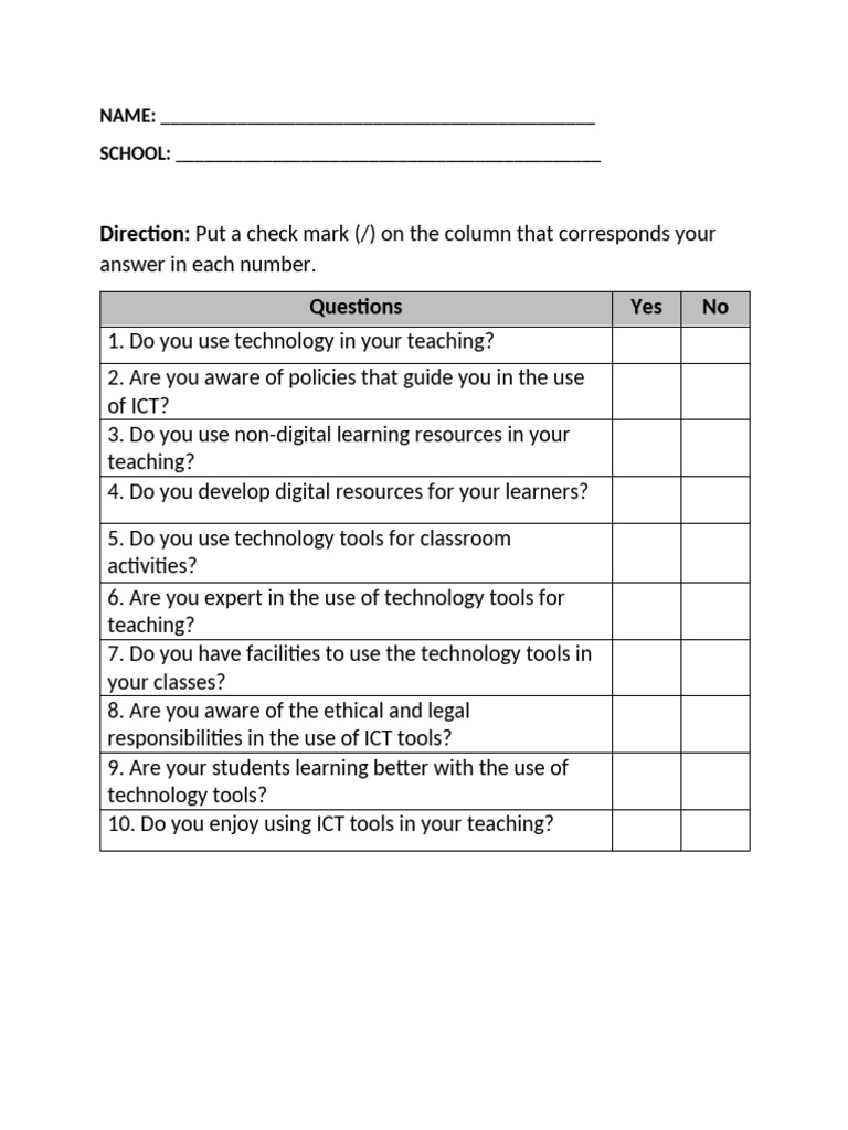 Survey Form | PDF