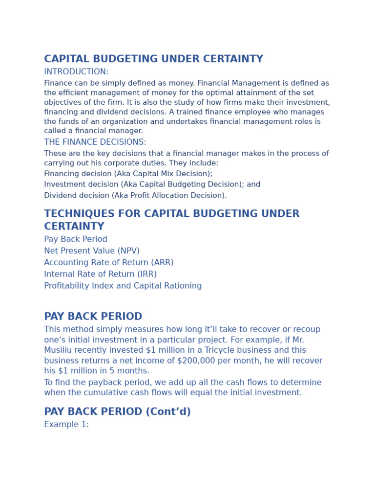 Capital Budgeting For Bsa Students | PDF | Net Present Value | Internal ...