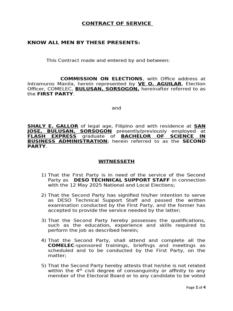 2025 Contract Template DESO TSS | PDF | Government | Justice