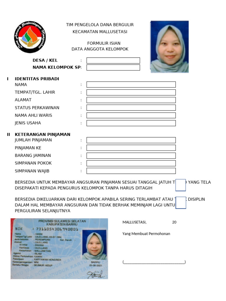 Formulir Isian Kelompok Spp | PDF