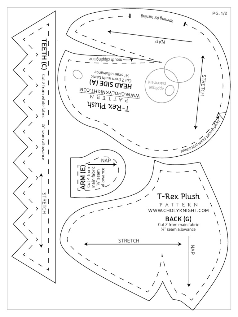 T-Rex Plush Pattern Instructions | PDF