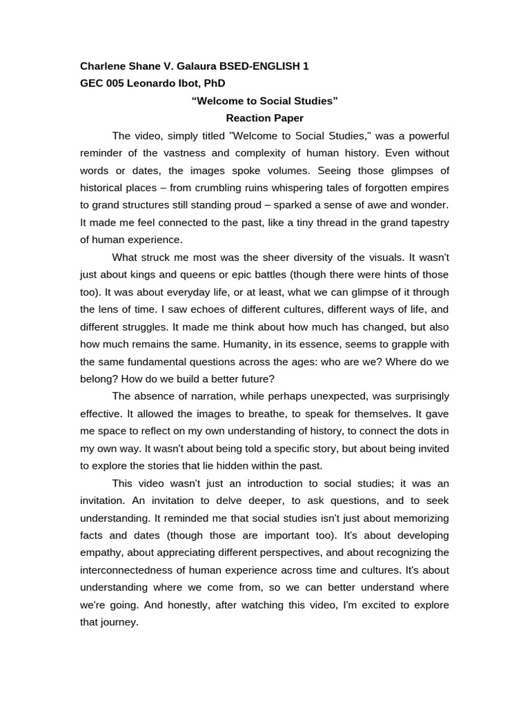 Insights from "Welcome to Social Studies" | PDF