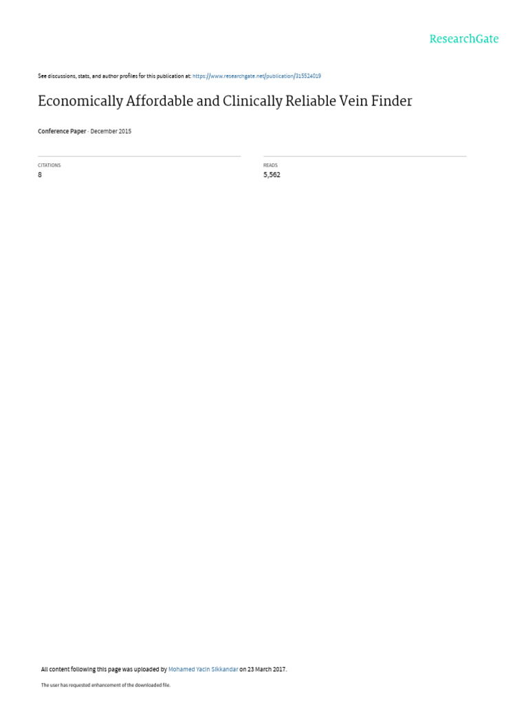 Affordable and Reliable Vein Finder | PDF | Infrared | Optical Filter
