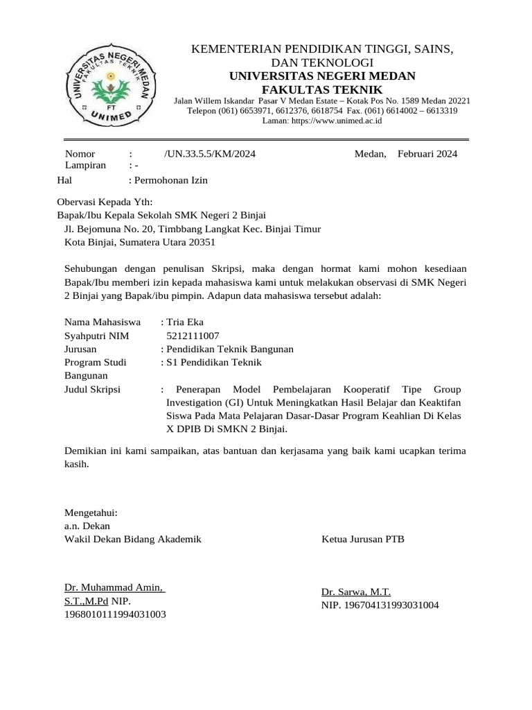 Surat Izin Observasi | PDF