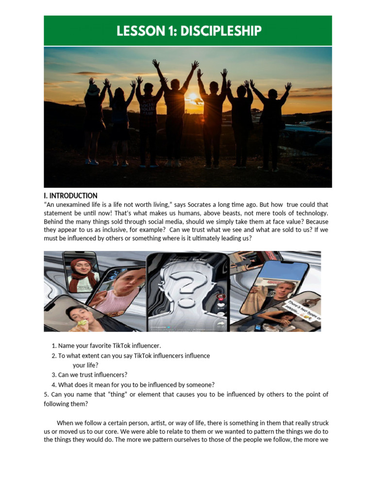 CLF 4 Lesson 1 Discipleship Study Guide 1 | PDF | Disciple (Christianity) | Jesus