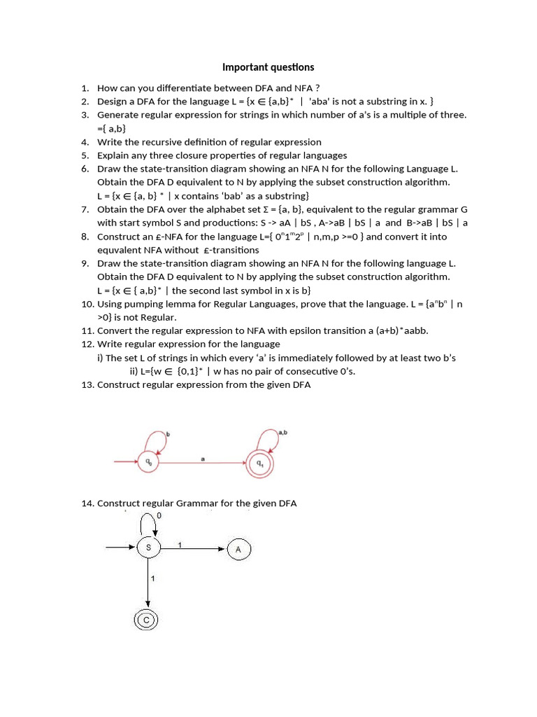 Important Questions 2k21 A Series1 | PDF | String (Computer Science) | Mathematical Logic