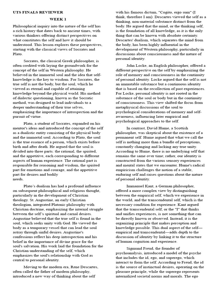 UTS F1-17 | PDF | Philosophy Of Self | Soul