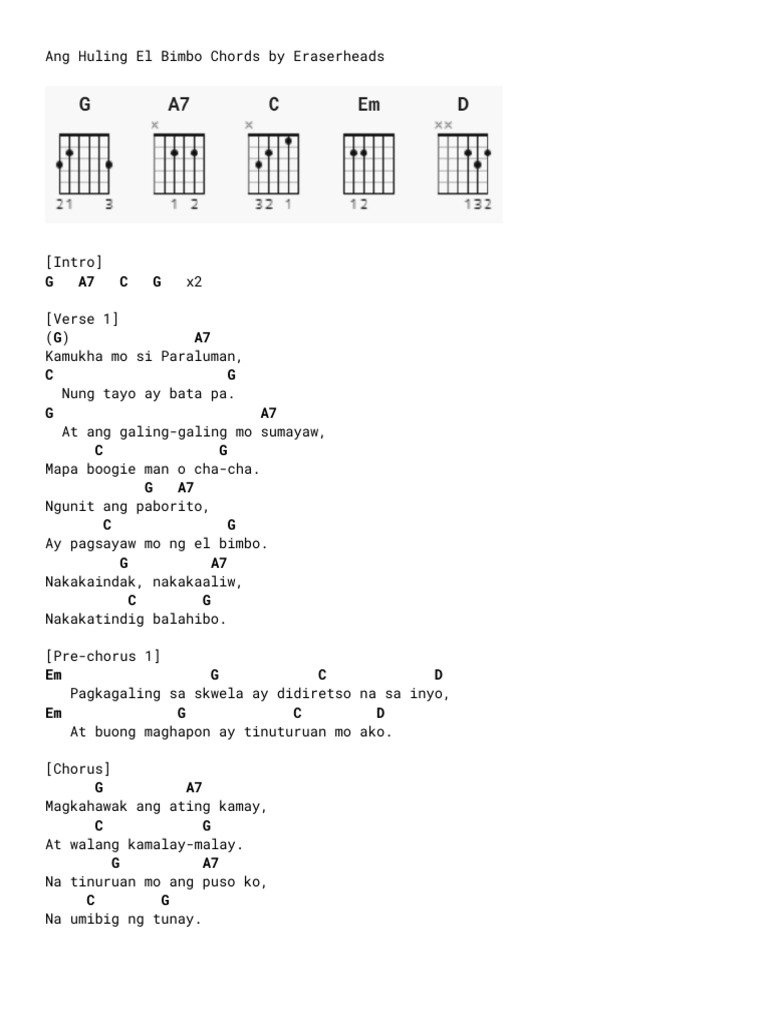 Ang Huling El Bimbo Chords by Eraserheads | PDF