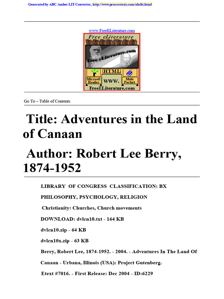 Adventures in The Land of Canaan | PDF | The Exodus | Joshua