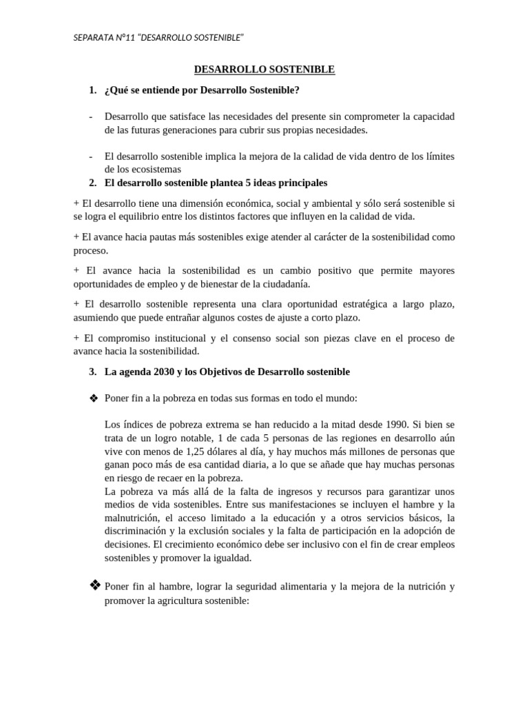 Desarrollo Sostenible SEPARATA 11 | PDF | Sustentabilidad | Desarrollo sostenible
