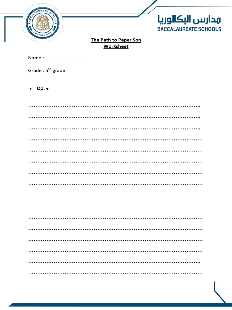 5th Grade English The Path To Paper Son Oct 8 | PDF