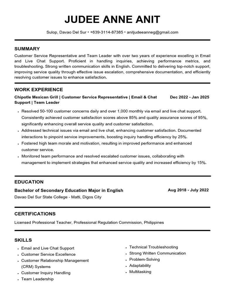 Anit, Judee Anne Resume | PDF