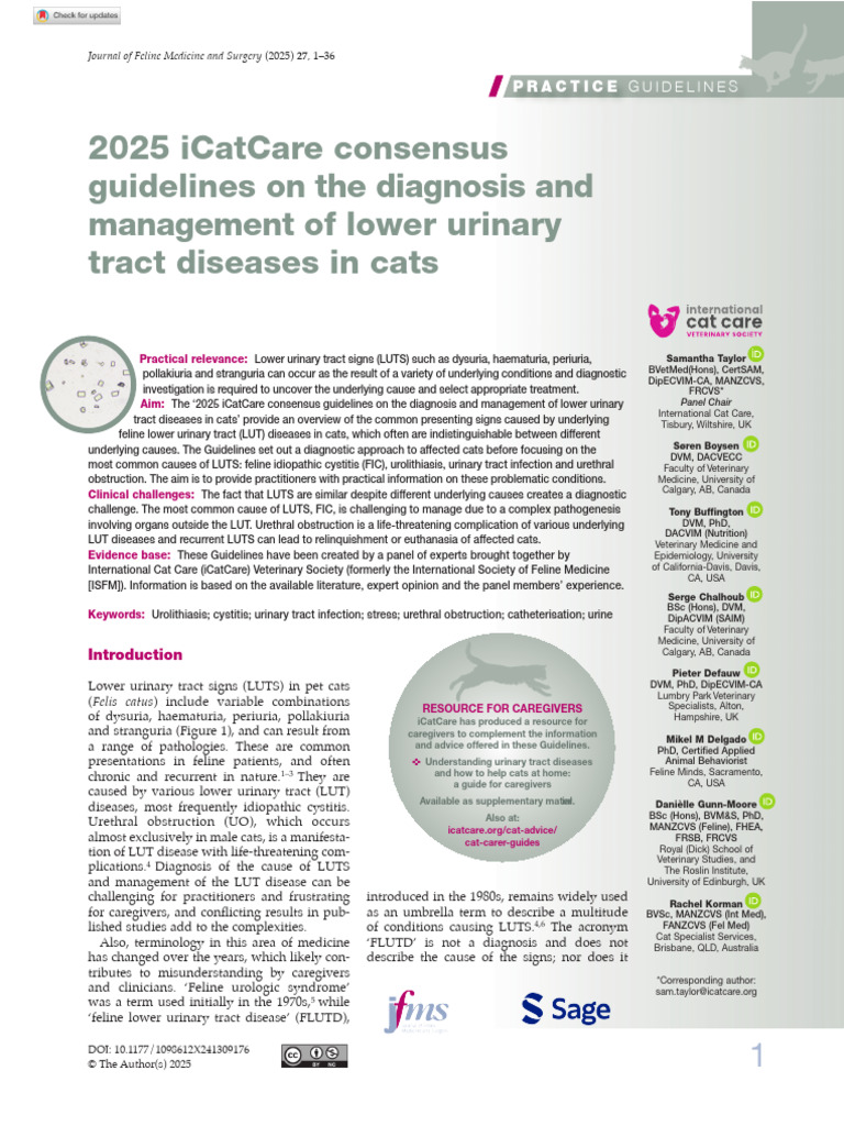 2025 iCatCare Guidelines for Cat LUT Diseases | PDF | Health Sciences ...