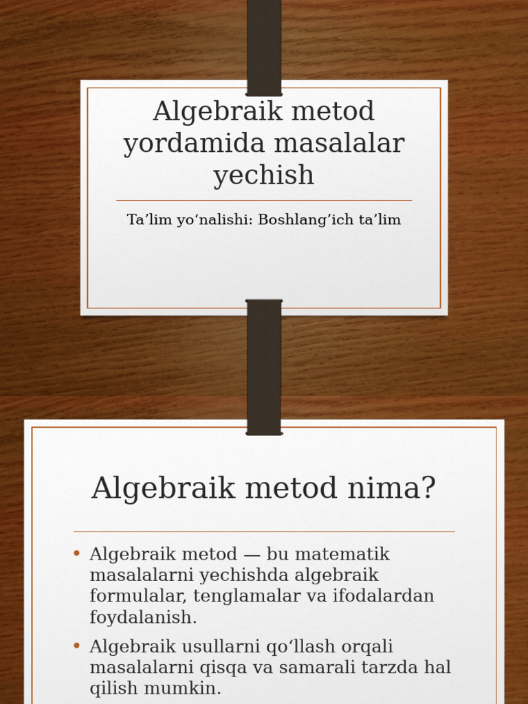 Algebraic Method Presentation | PDF