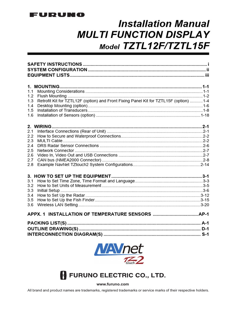 TZTL12F/TZTL15F Installation Manual | PDF | Screw