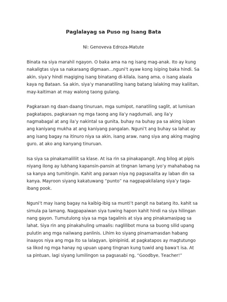Paglalayag Sa Puso Ng Isang Bata Pdf