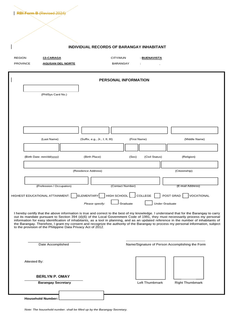 RBI-FORM-B-Individual_Revised 2024 | PDF | Government | Justice
