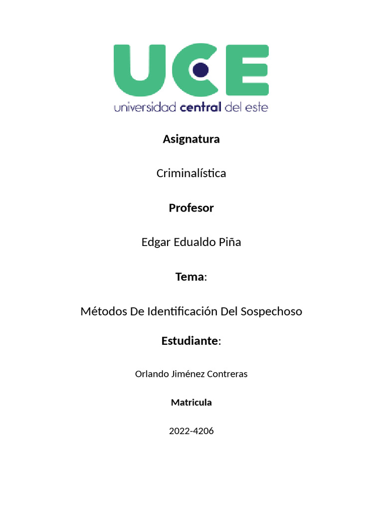 Métodos de Identificación de Sospechosos | PDF | Perfil del delincuente ...