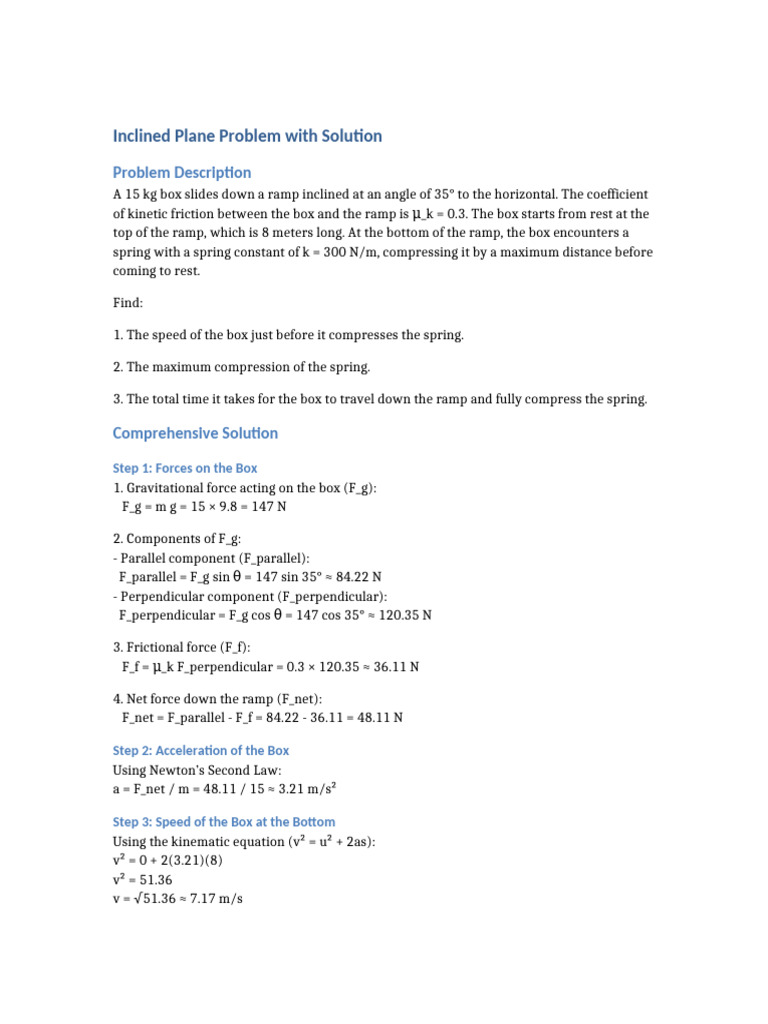 Inclined Plane Problem | PDF | Force | Physical Sciences