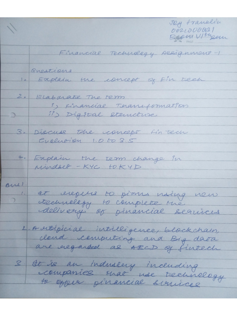 Financial Technology Assignment 1 - Joy Franklin | PDF