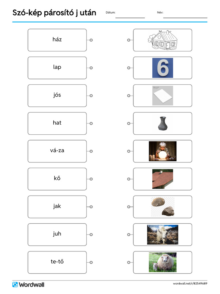 Szó Kép Párosító J Után Match Up Vonalas Rajz | PDF