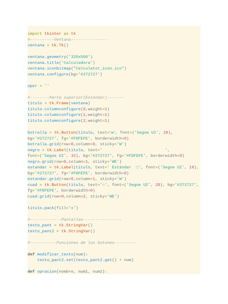 CALCULADORA PYTHON | PDF | Graphical User Interfaces | Computer Libraries CALCULADORA PYTHON | PDF | Graphical User Interfaces | Computer Libraries