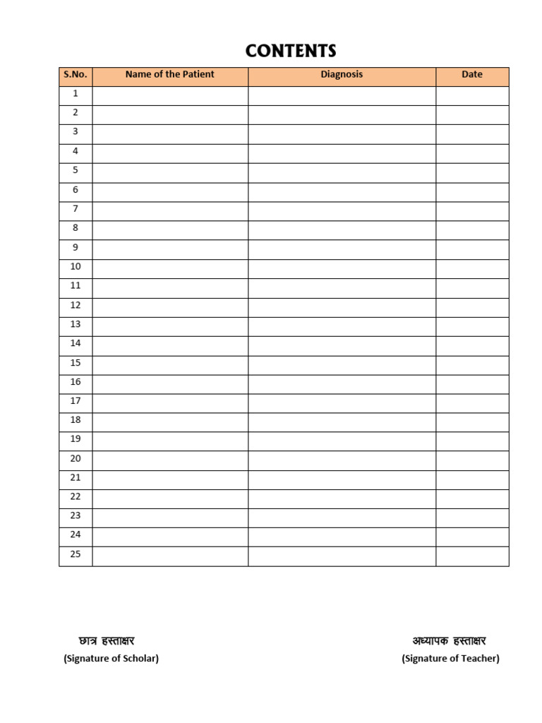 Patient Diagnosis Record Template | PDF