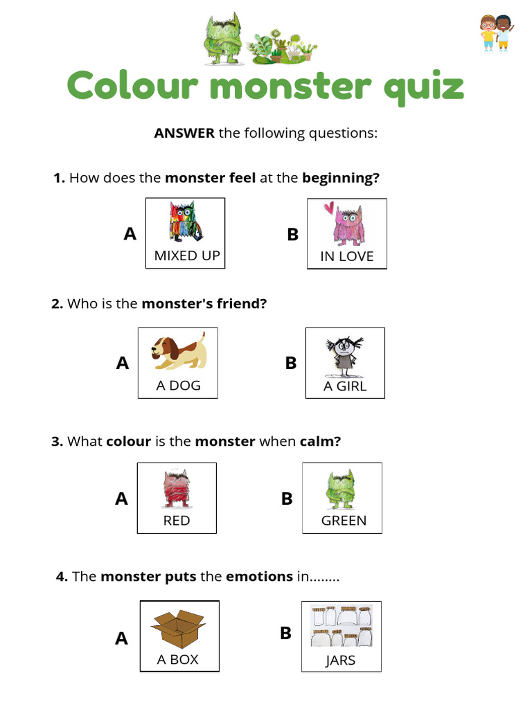 Colour Monster Emotions Quiz | PDF