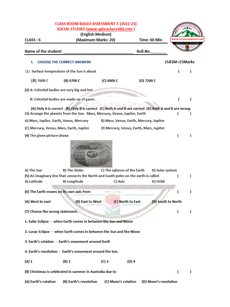 6th SS F.A-1 | PDF | Mercury (Planet) | Venus