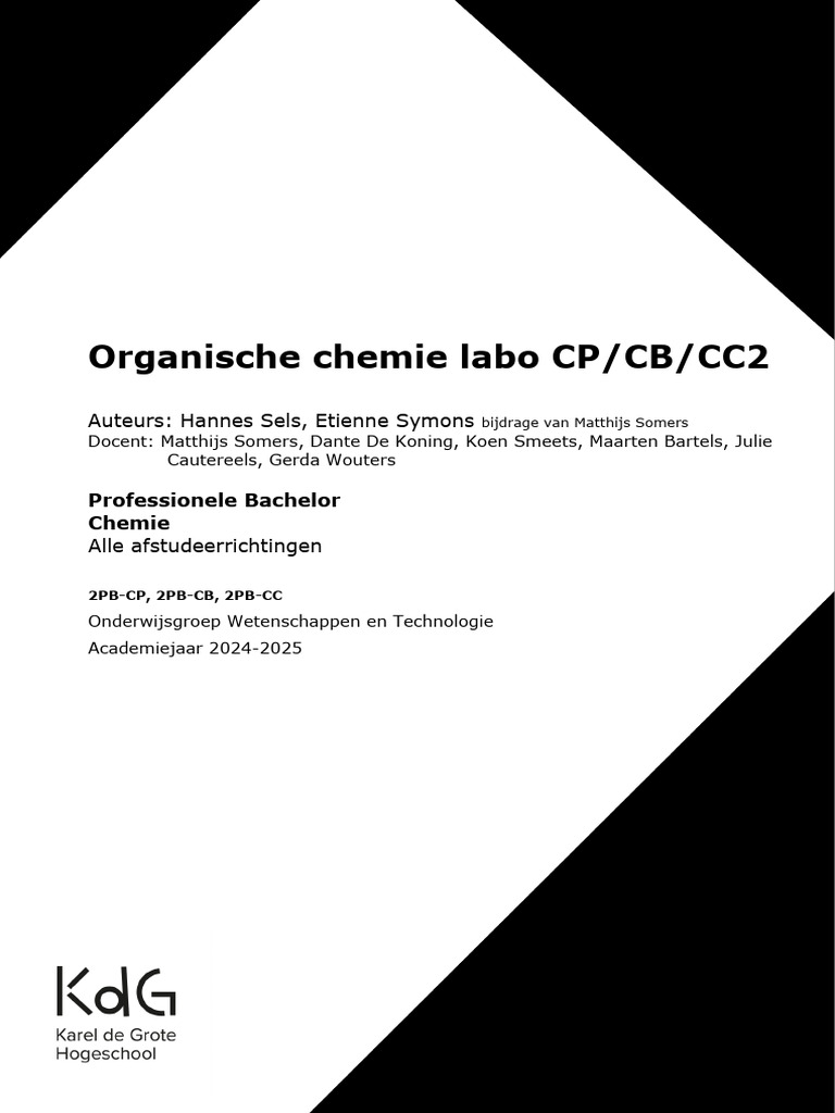 Cursus Organische Chemie Labo C 2 - Versie 2024-2025 | PDF