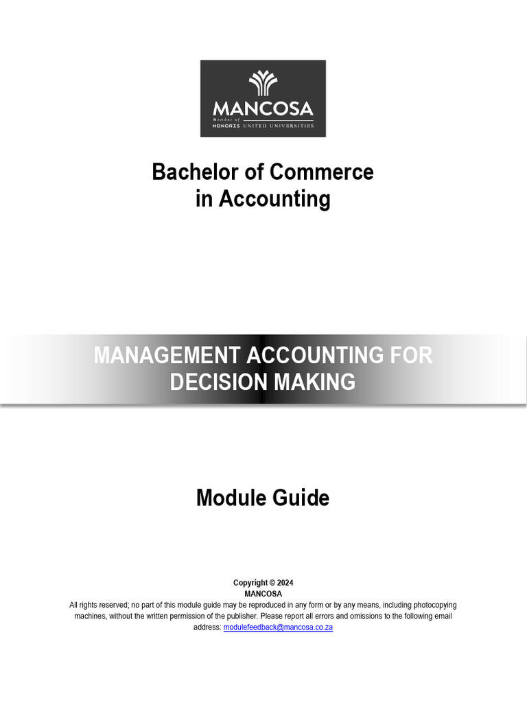 BCom Accounting - Management Accounting for Decision Making | PDF | Information | Management ...