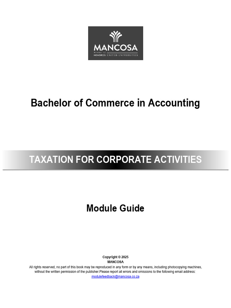 BCOM ACC - Taxation For Corporate Activities | PDF | Taxes | Sole ...