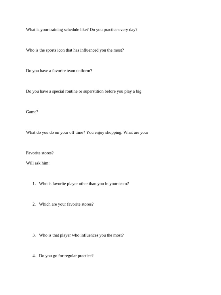 Footballer Interview Questions Guide | PDF