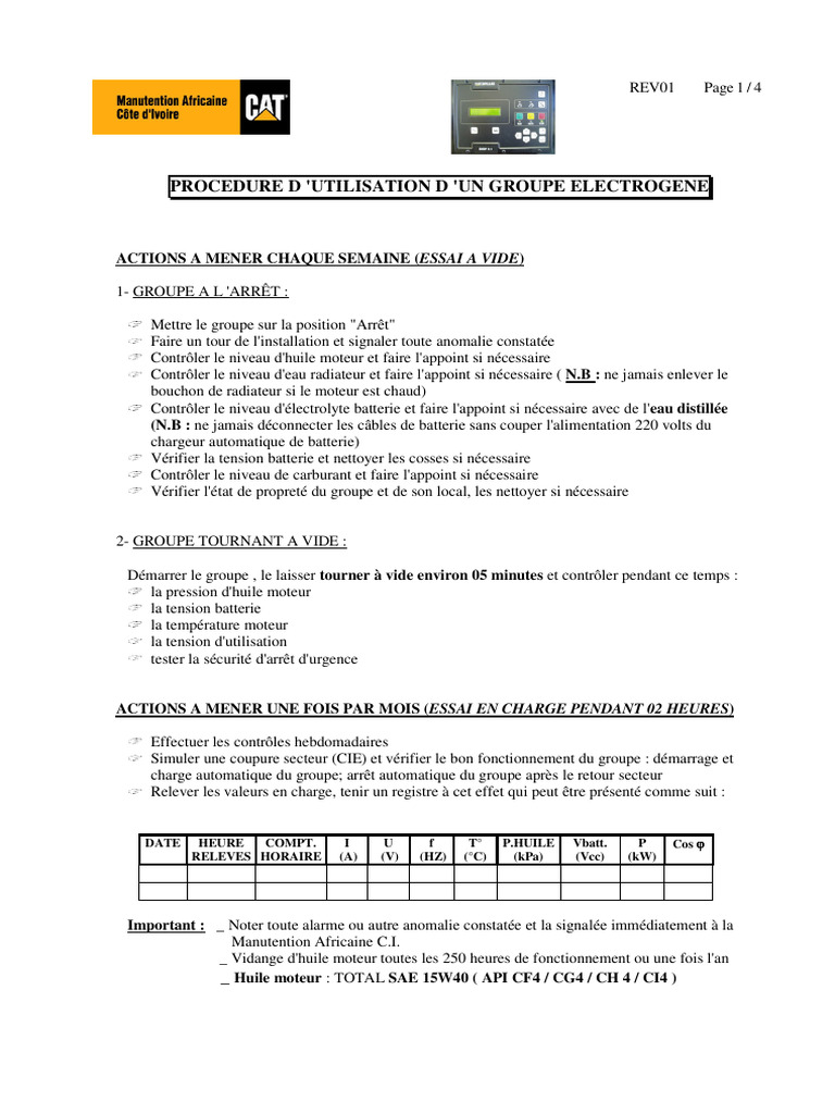 Procedure D'utilisation G.e.+ Emcp 3.1 Rev01 | PDF