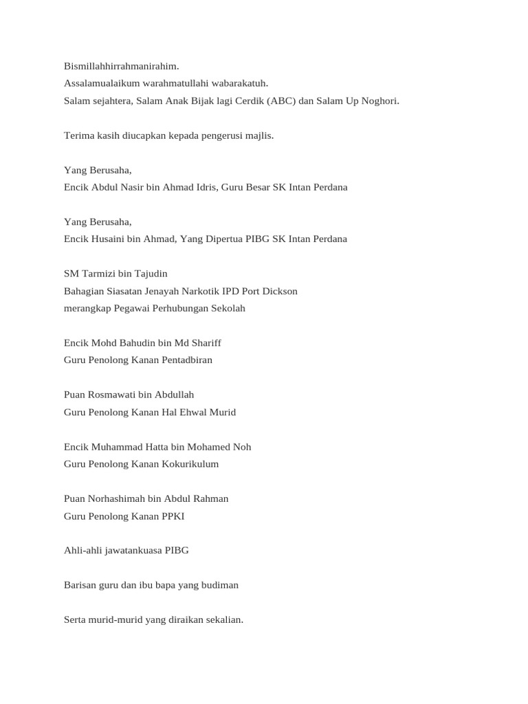 Teks Perasmian Mak 2024 | PDF