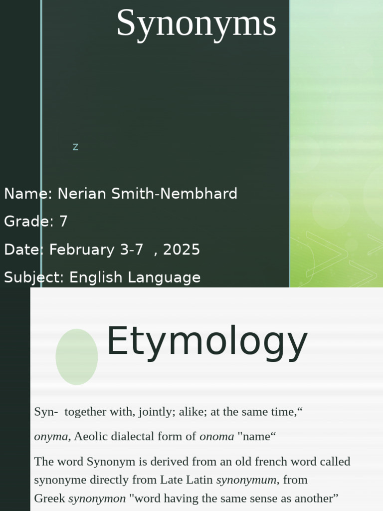 Synonyms PowerPoint | PDF