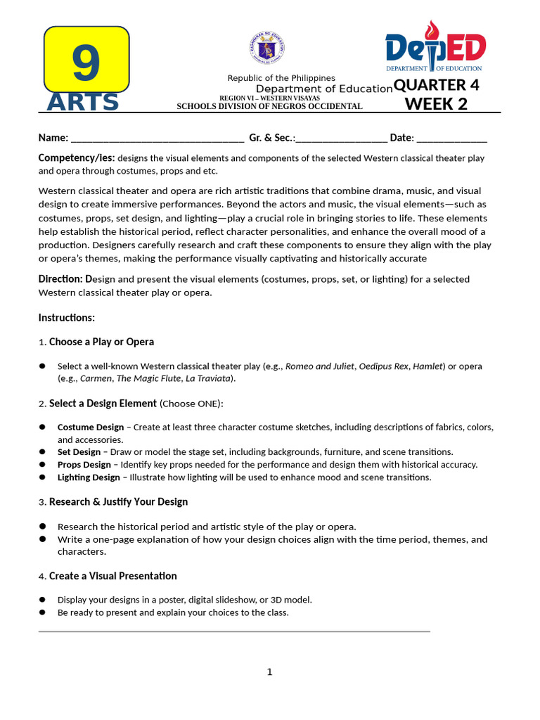 Theatrical Design Project Guidelines | PDF