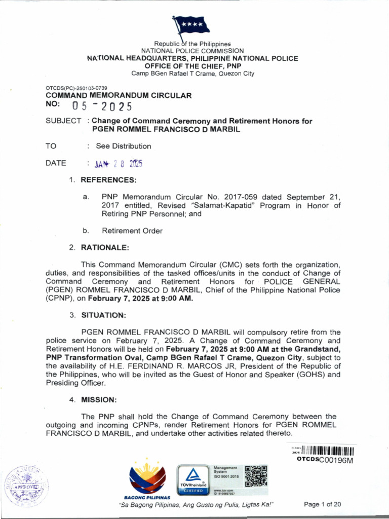 PNP Change of Command Ceremony | PDF | Philippines